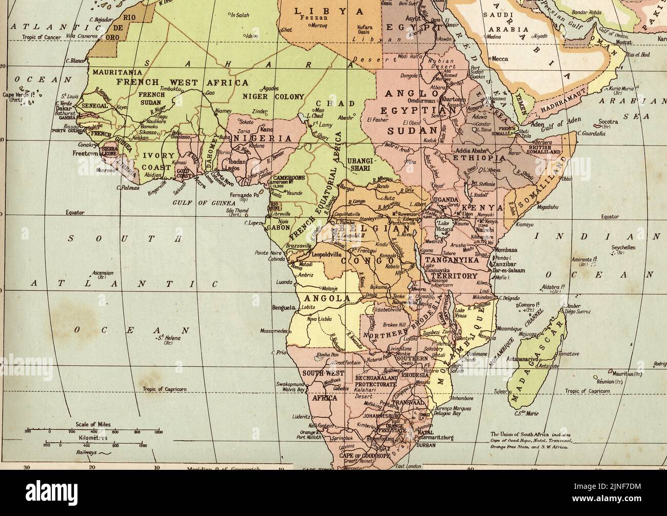 An old colour map of Africa Stock Photo - Alamy