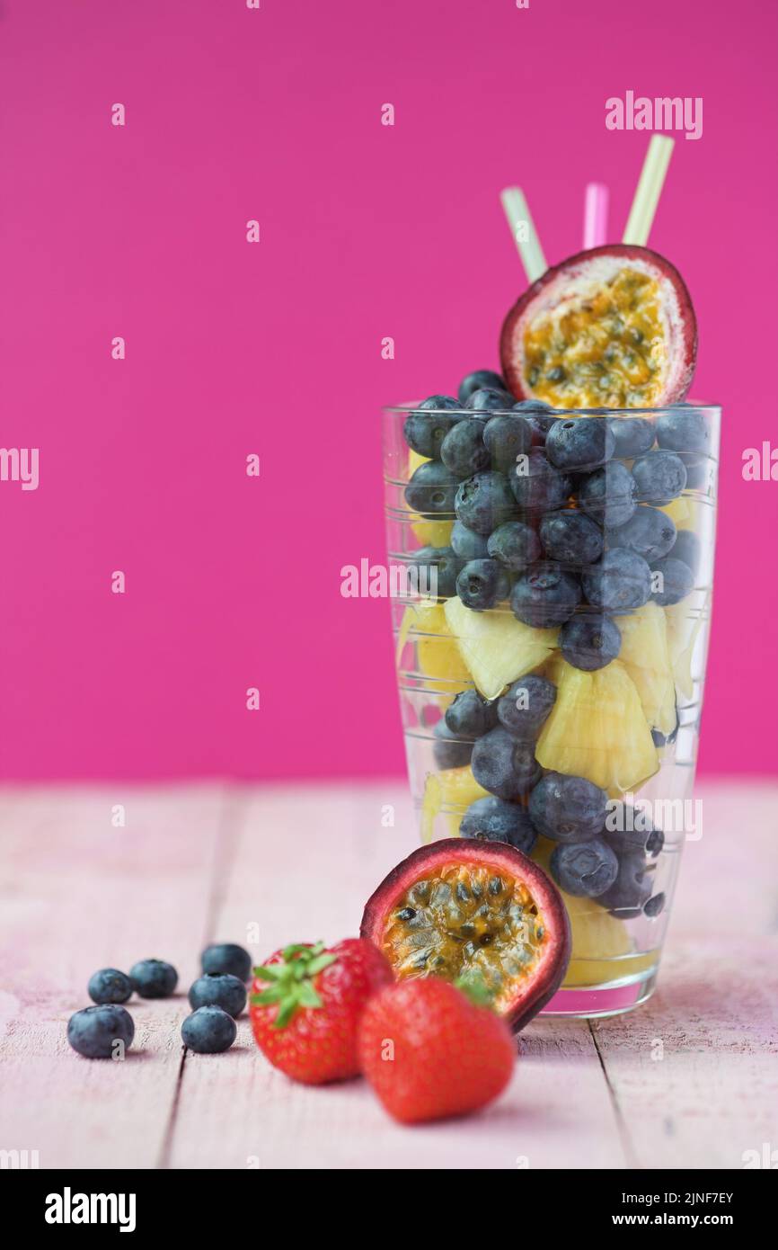 Summer fruit smoothies - shallow dof Stock Photo - Alamy