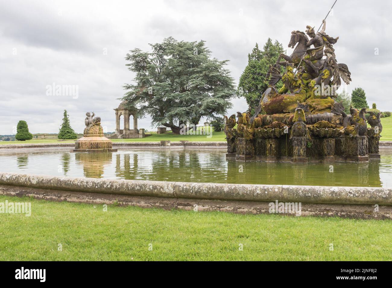 A view of the Perseus and Andromeda Fountain in front of Witley Court ...