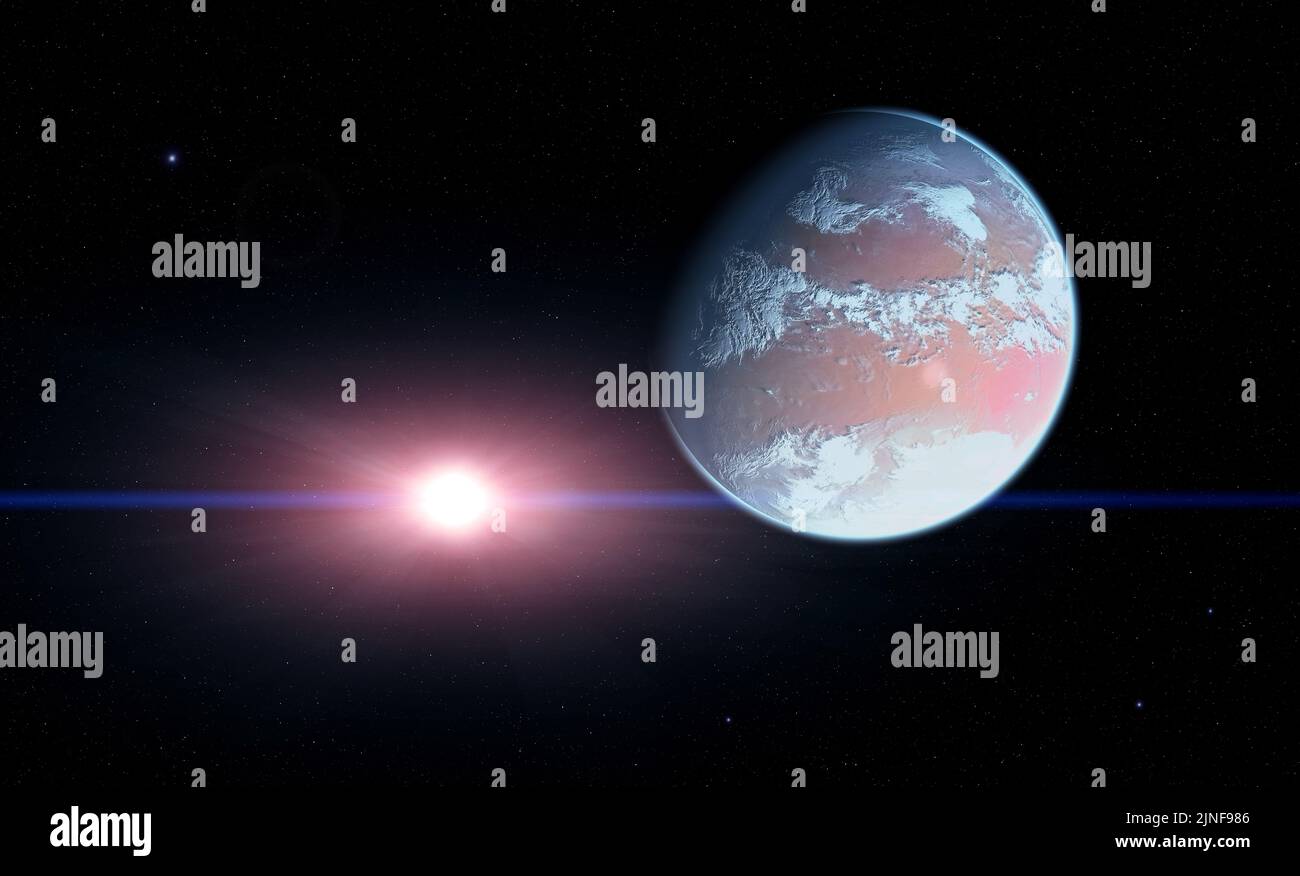 Alien Planet in space - 3D Rendering Stock Photo - Alamy