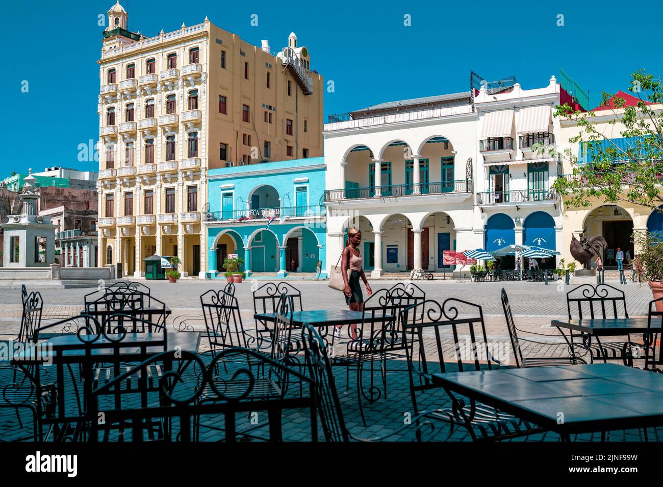 Exterior view of a main square on a Caribbean city at daylight with ...