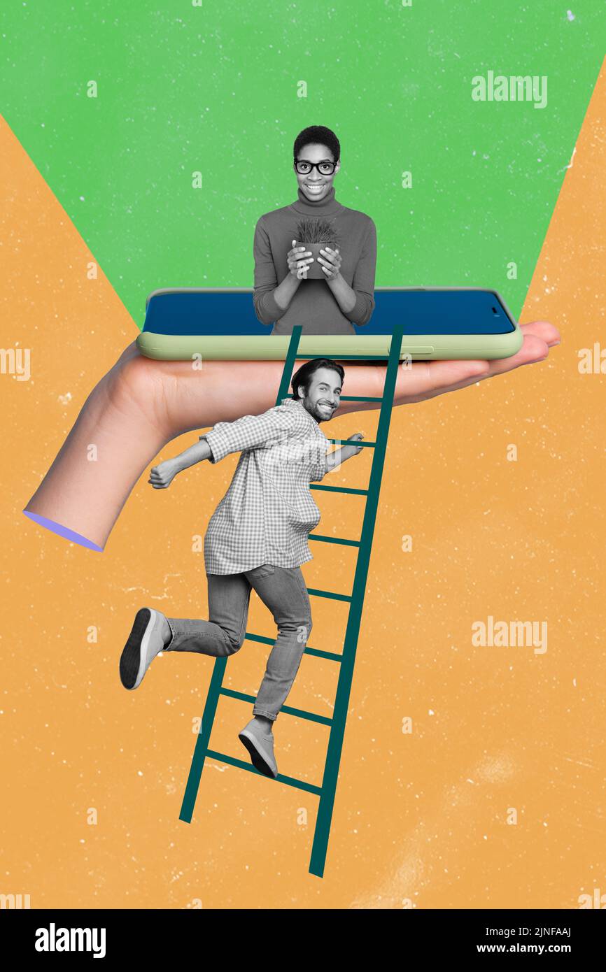 Exclusive painting magazine sketch image of hand arm holding cell touch ...