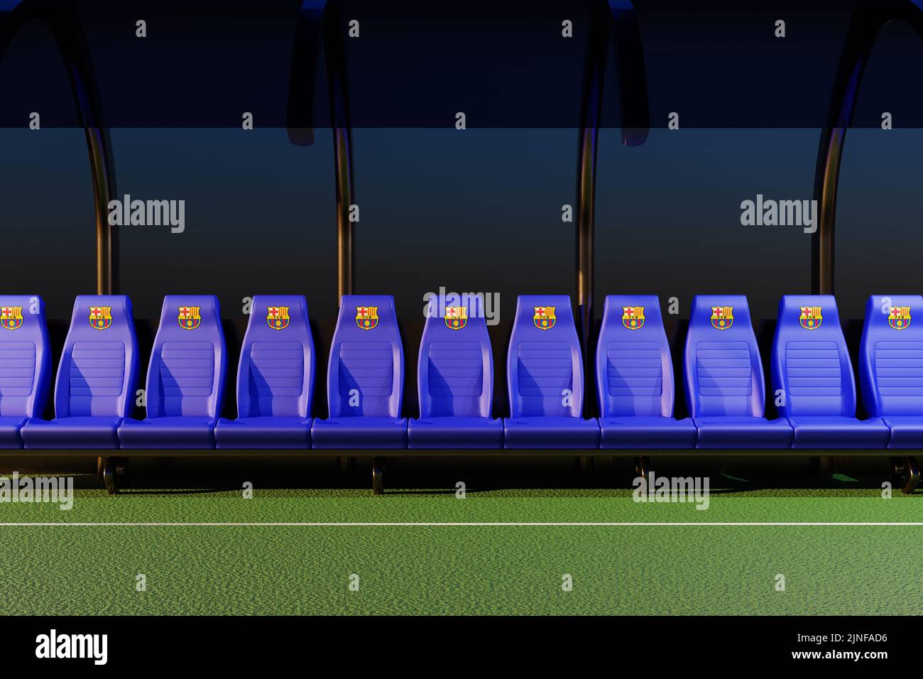 Barcelona football club. Substitute bench seat. 3D Render Stock Photo ...