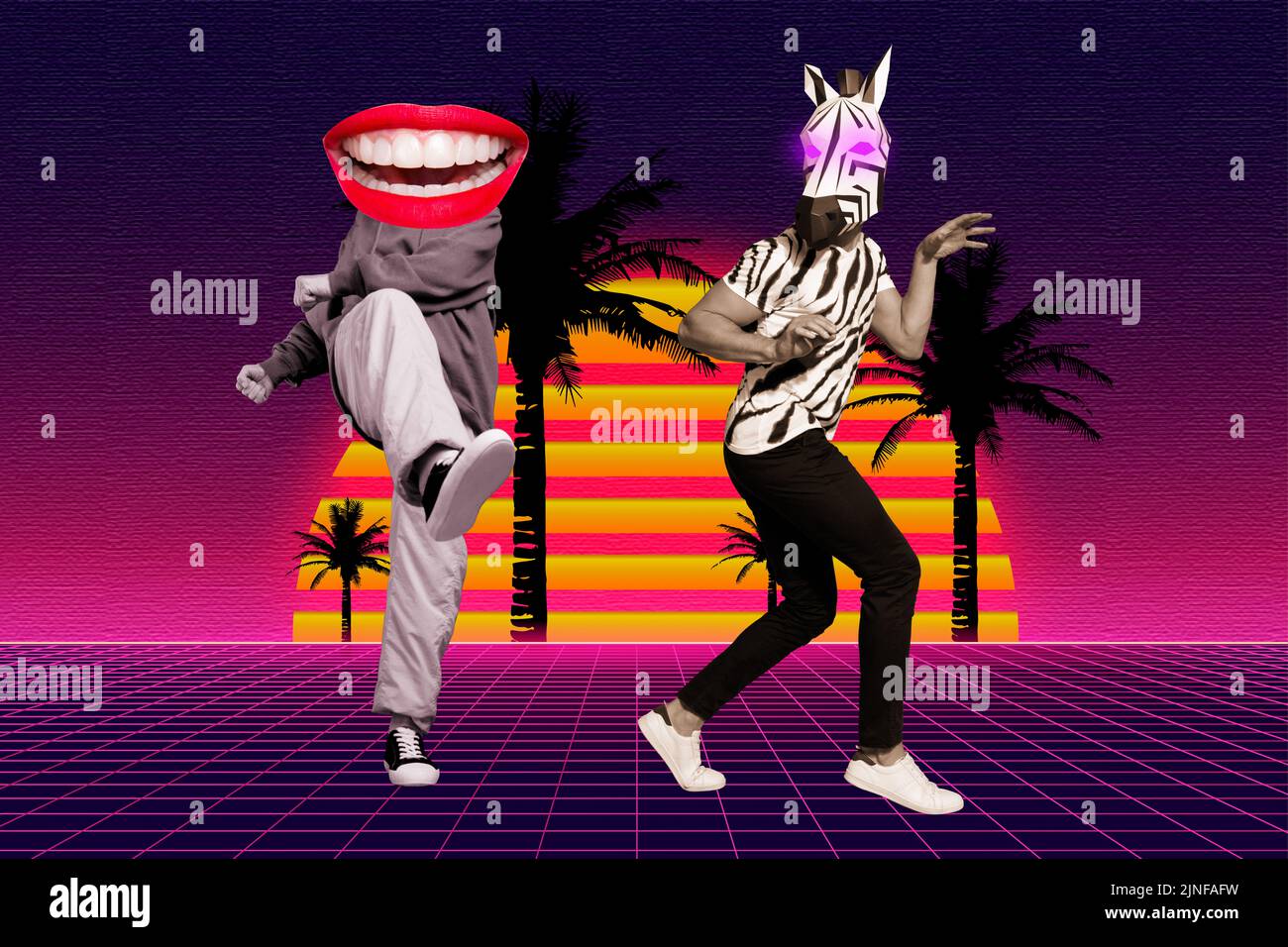 Creative abstract template graphics neon lights effect image of funny ...