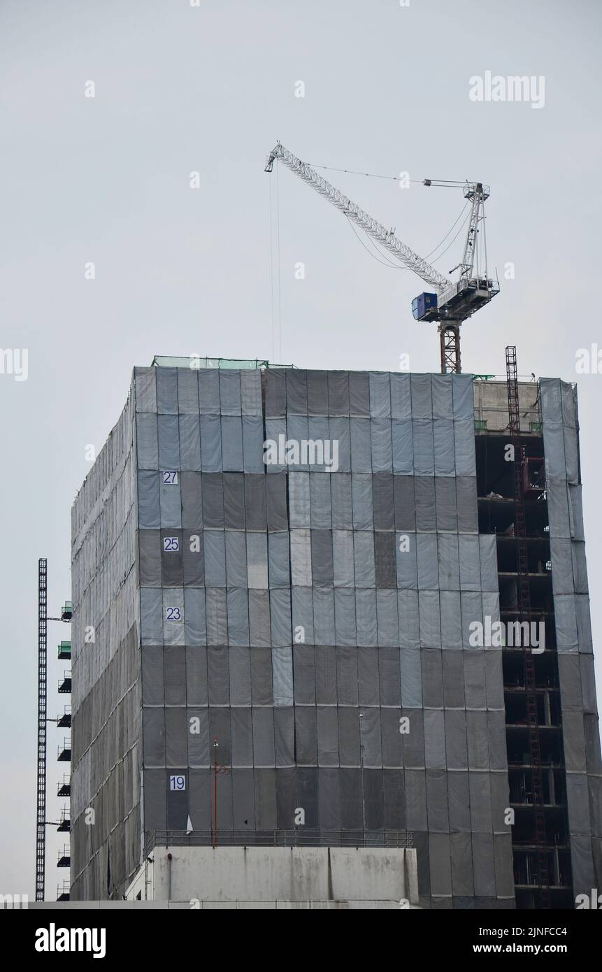 Asian labor people and thai labour worker use machine and heavy ...