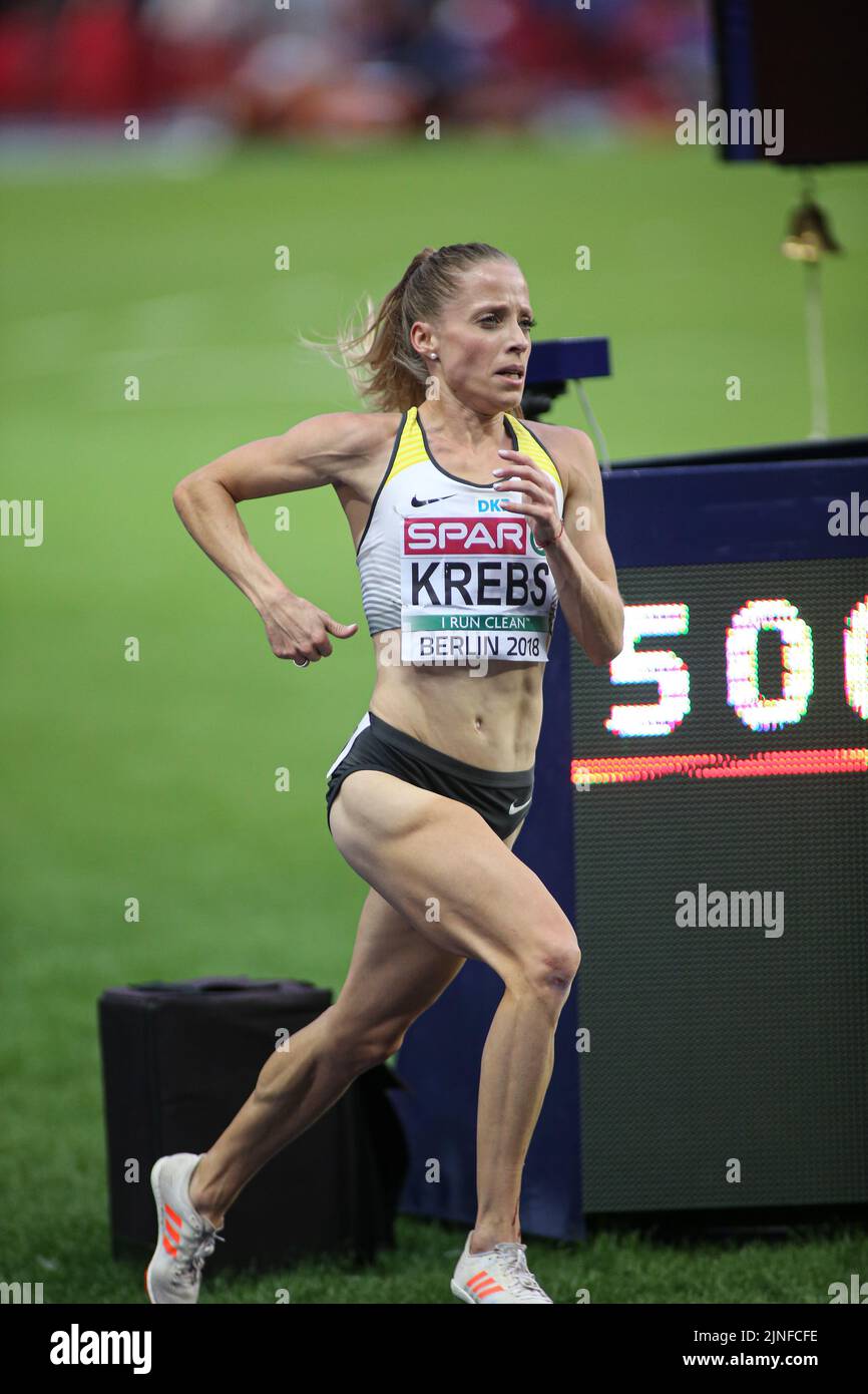 Denise Krebs running 5000 meters at the European Athletics ...