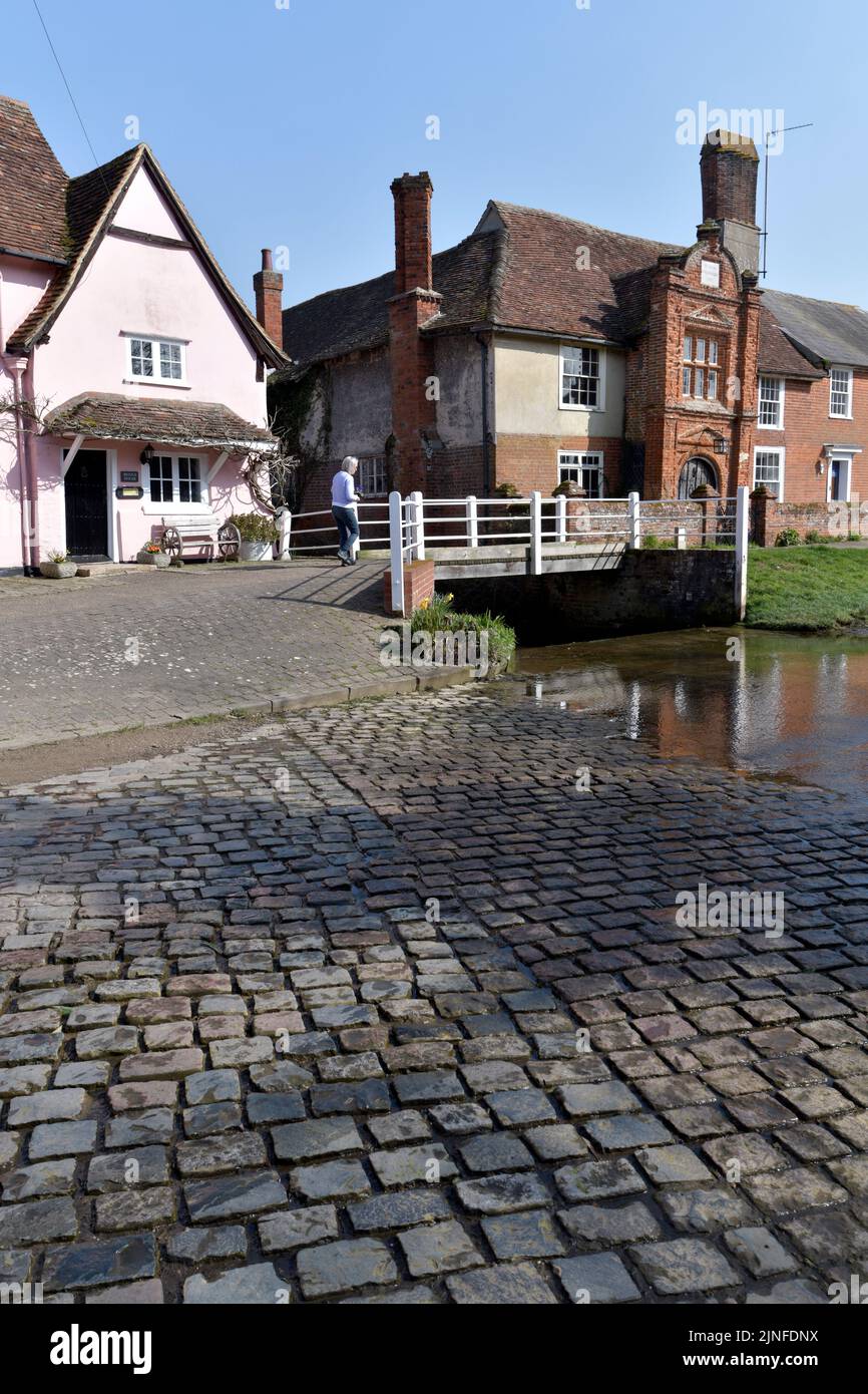 ford and bridge at kersey suffolk england Stock Photo - Alamy