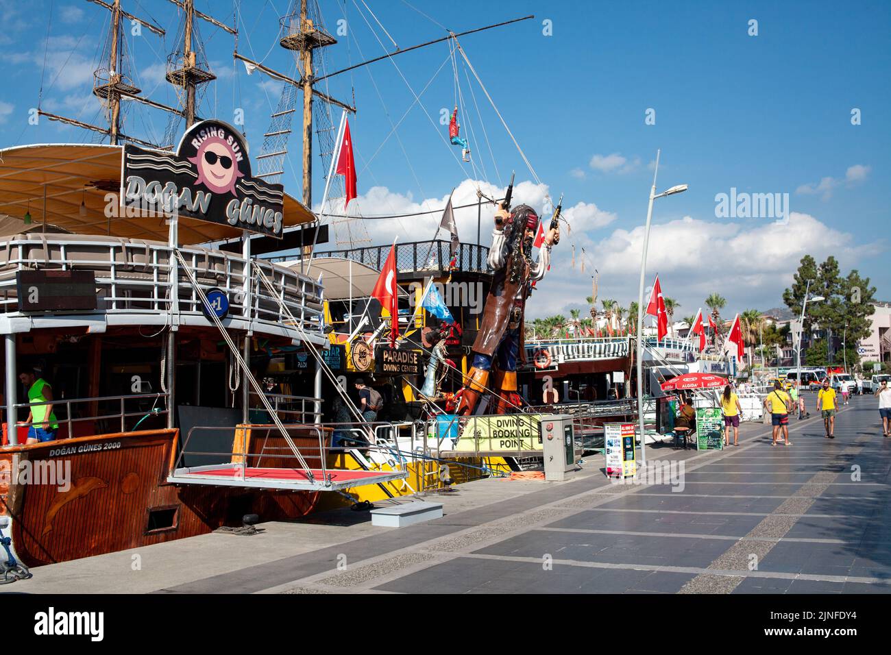Embankment of the resort town of Marmaris. Promenade street in Marmaris ...