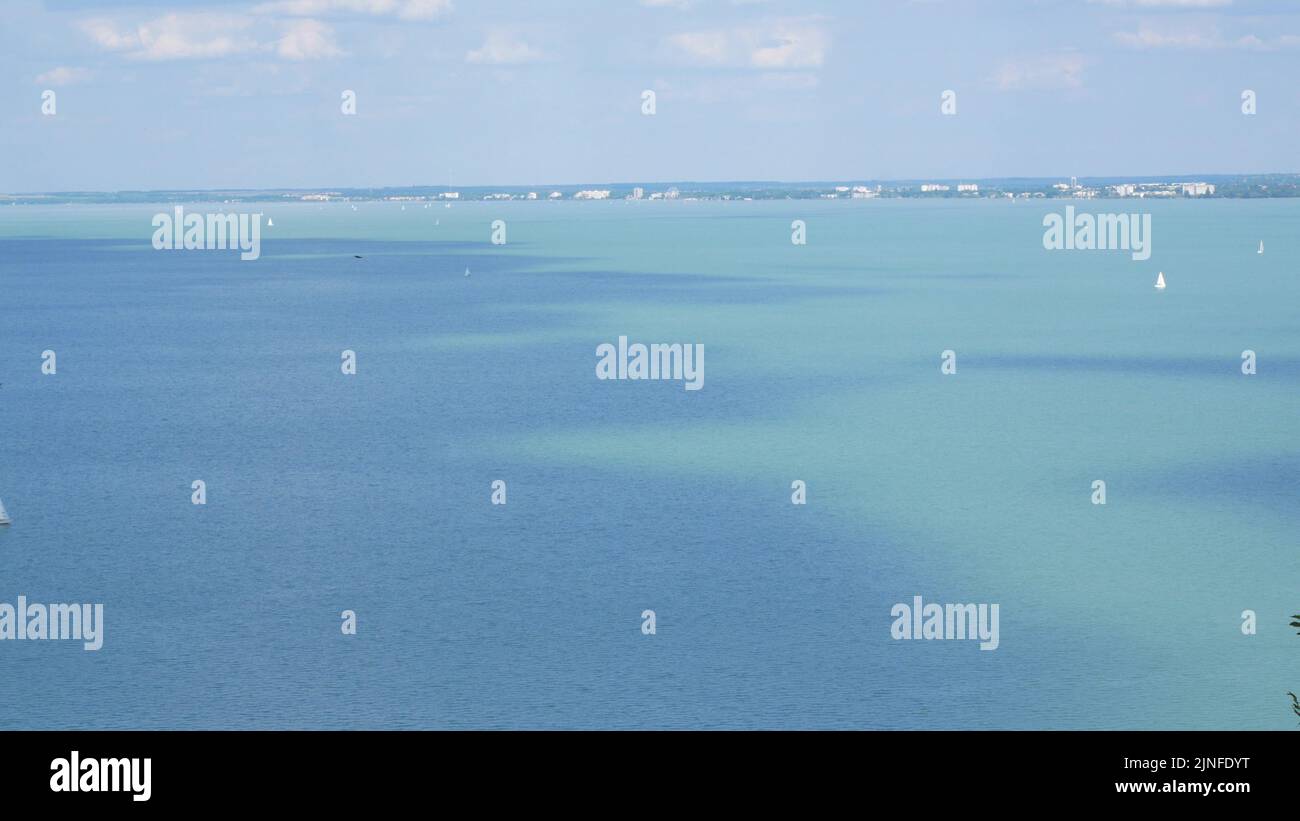 Aerial view of Lake Balaton. Beautiful panorama view of the lake and ...