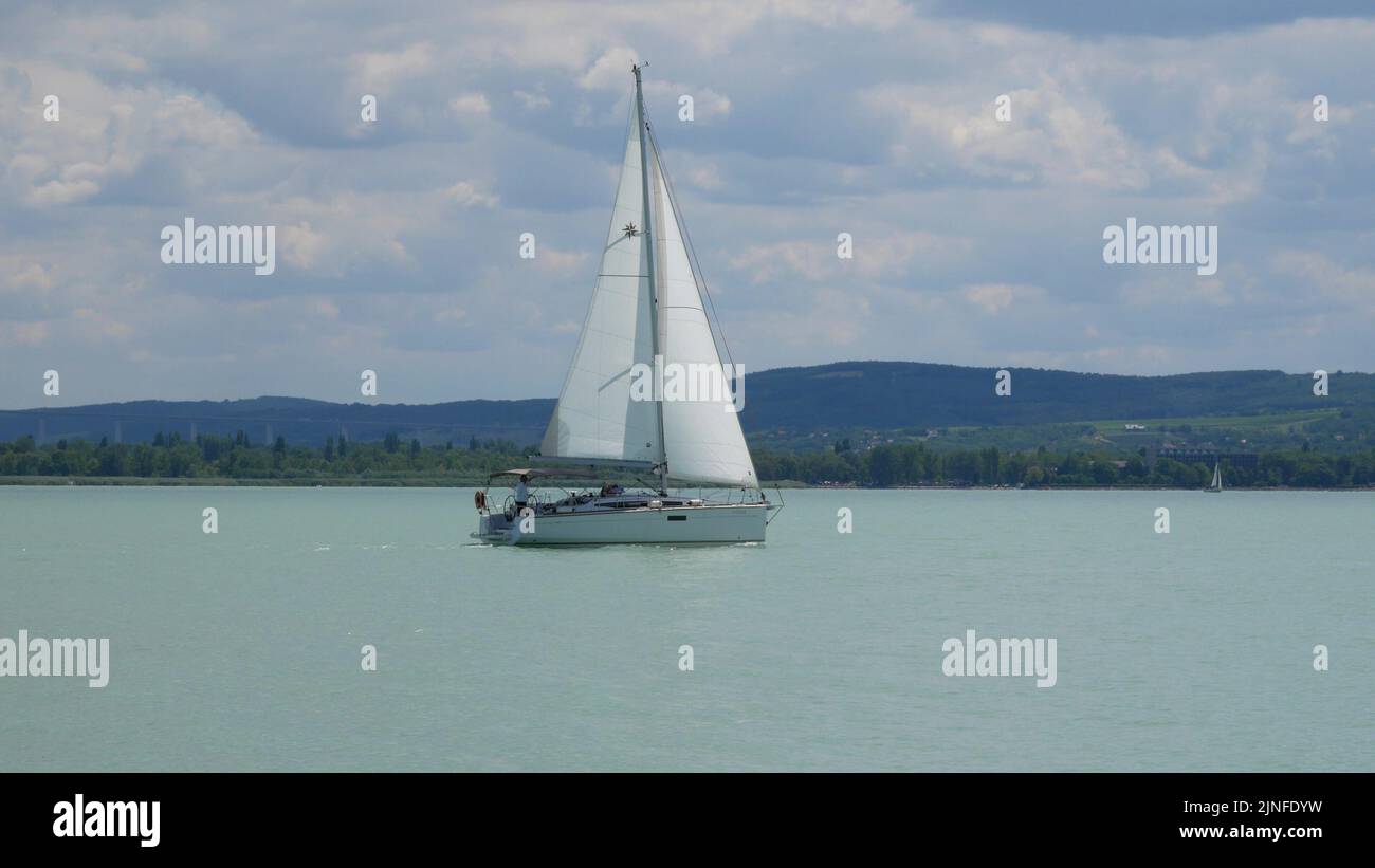 Boat is sailing on Lake Balaton, Hungary, Europe 4K Stock Photo - Alamy