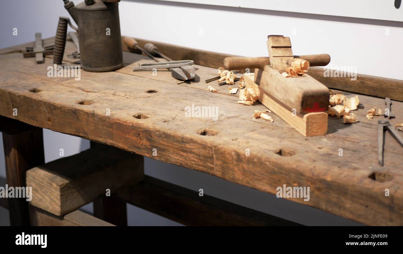 Old carpenter's tools - historical Hungarian museum Stock Photo - Alamy