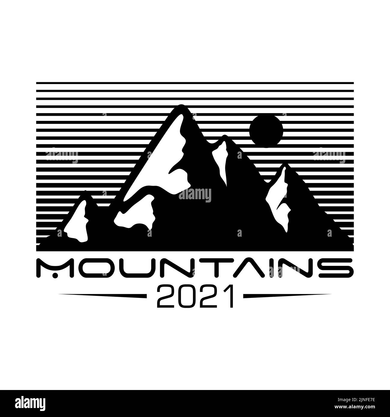 A mountain icon with a text "mountains" on a white background Stock ...