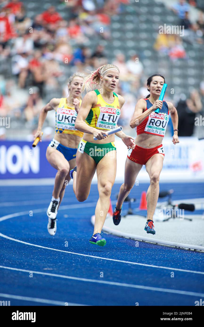 Modesta Juste Morauskaite participating in the 4x400 meter relay at the ...