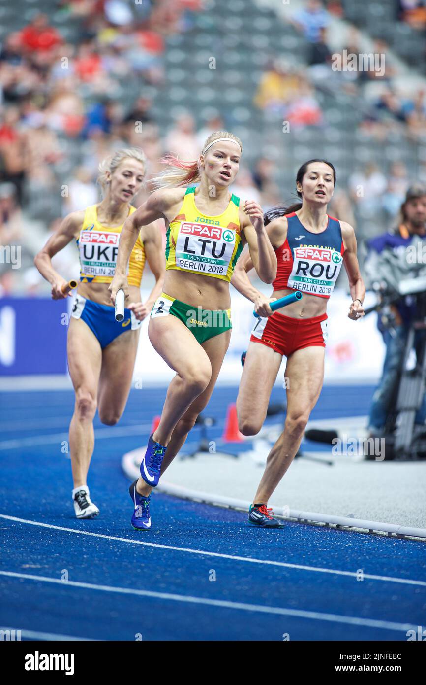 Modesta Juste Morauskaite participating in the 4x400 meter relay at the ...
