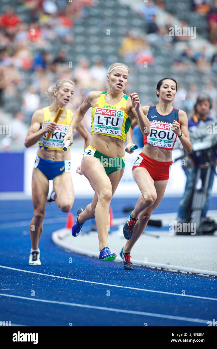 Modesta Juste Morauskaite participating in the 4x400 meter relay at the ...