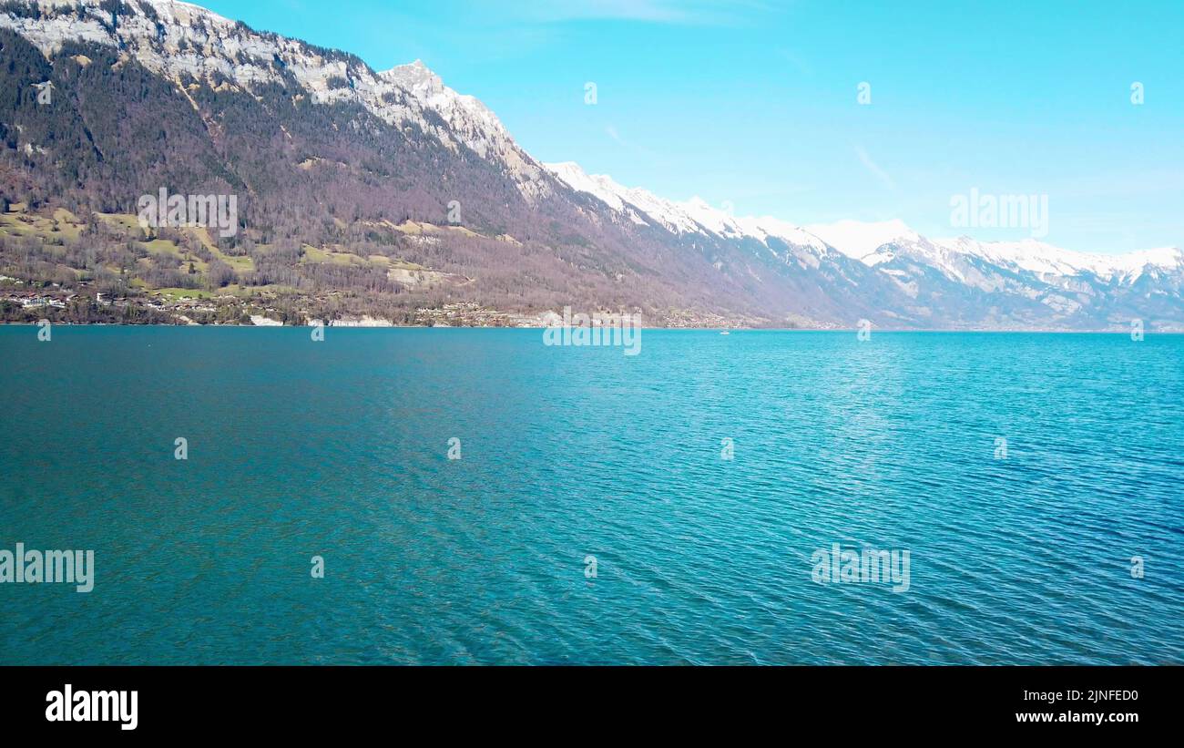 Breathtaking view of the Lake Brienz. Turquoise calm water, majectic ...
