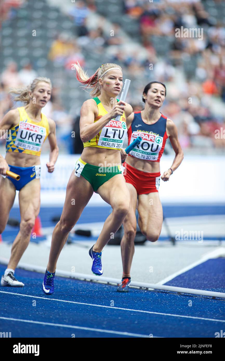 Modesta Juste Morauskaite participating in the 4x400 meter relay at the ...