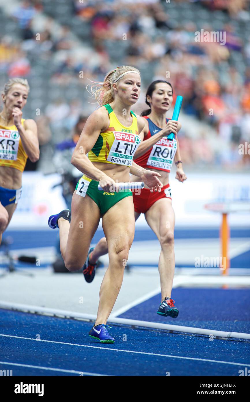 Modesta Juste Morauskaite participating in the 4x400 meter relay at the ...