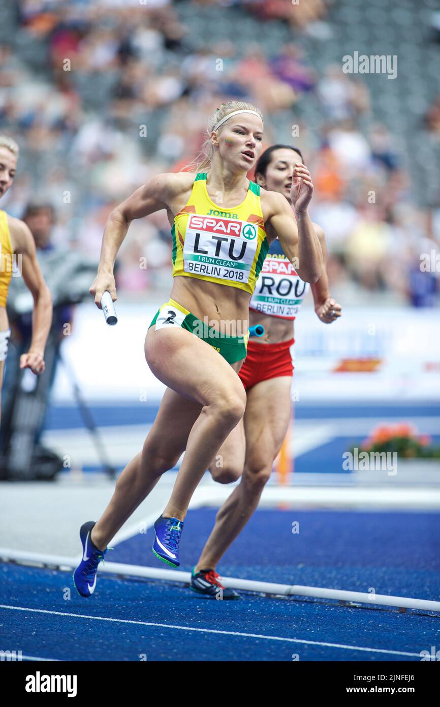 Modesta Juste Morauskaite participating in the 4x400 meter relay at the ...