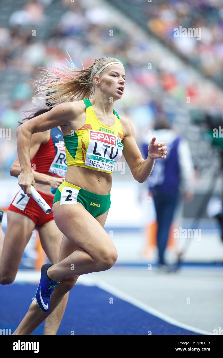 Modesta Juste Morauskaite participating in the 4x400 meter relay at the ...