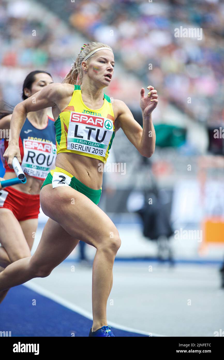 Modesta Juste Morauskaite participating in the 4x400 meter relay at the ...
