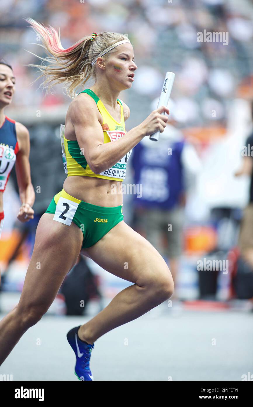 Modesta Juste Morauskaite participating in the 4x400 meter relay at the ...