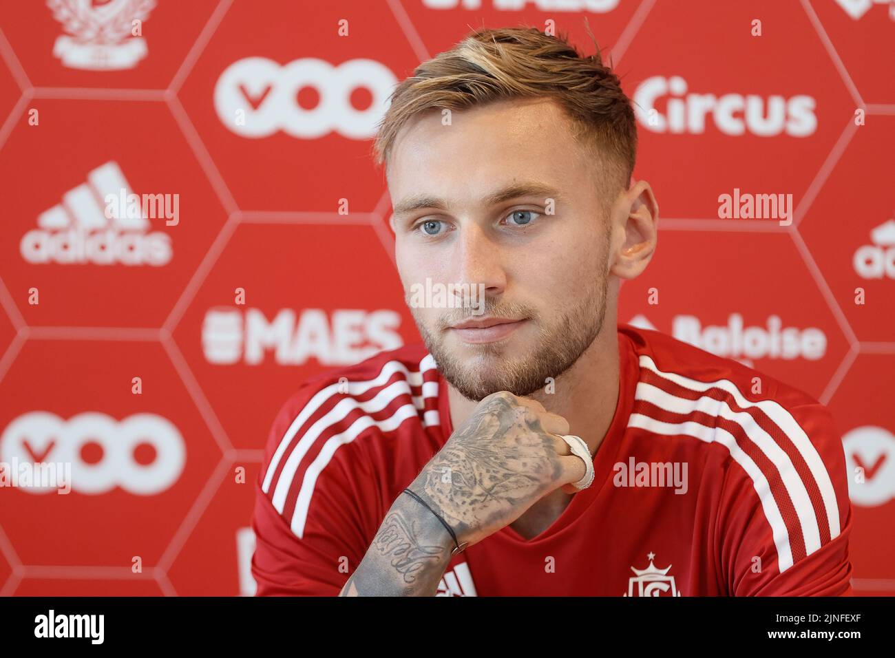 Standard's Denis Dragus pictured during the weekly press conference of ...