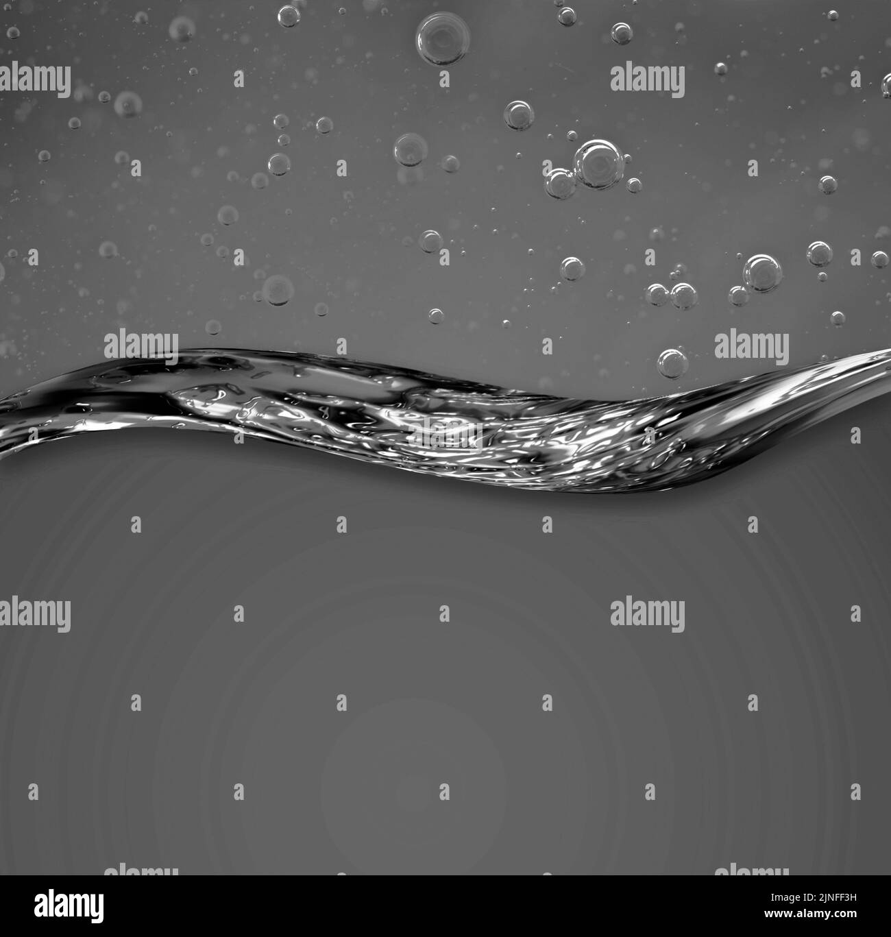 Oil wave and liquid with bubbles. Black and white. For adwiesting ...