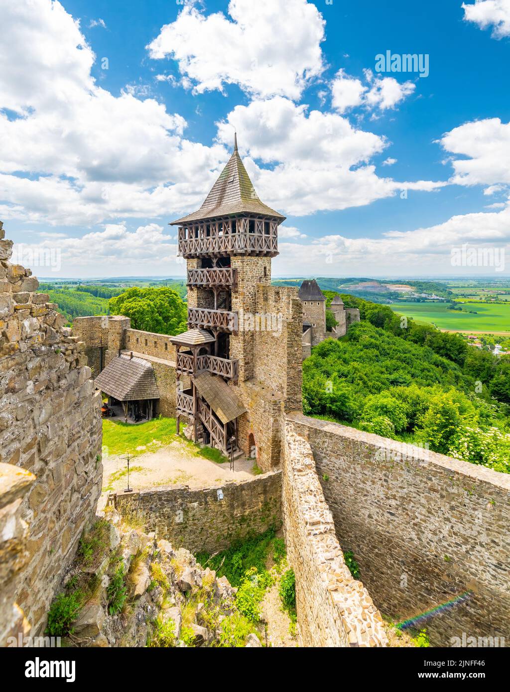 Panorama view of medieval castle Helfstyn, Czech Republic. Detail of ...