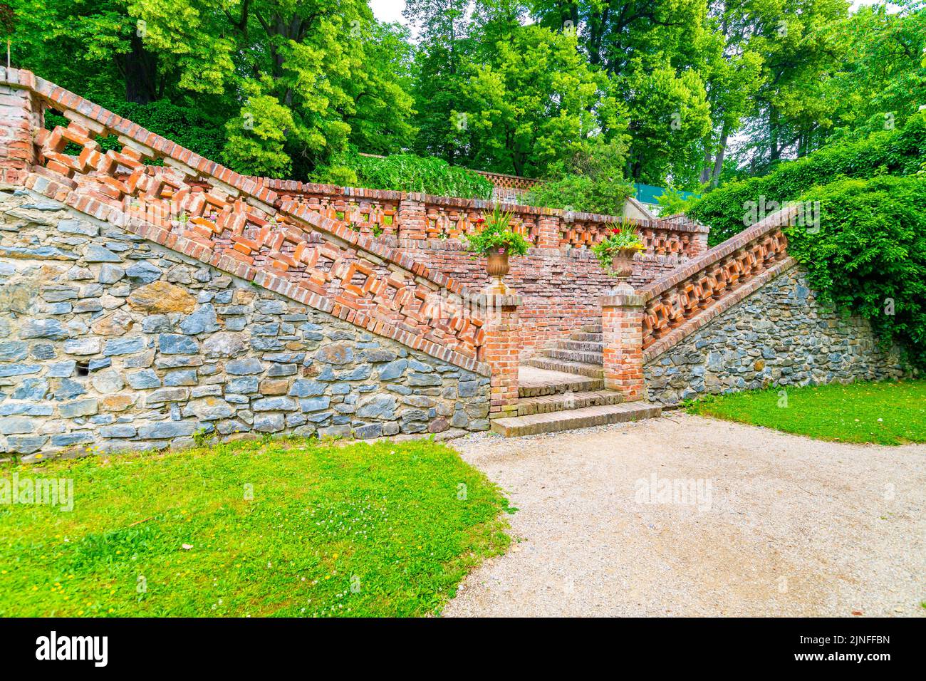 Lysice castle, Czech Republic. Famous baroque castle built in 14th century. Beautiful formal ...