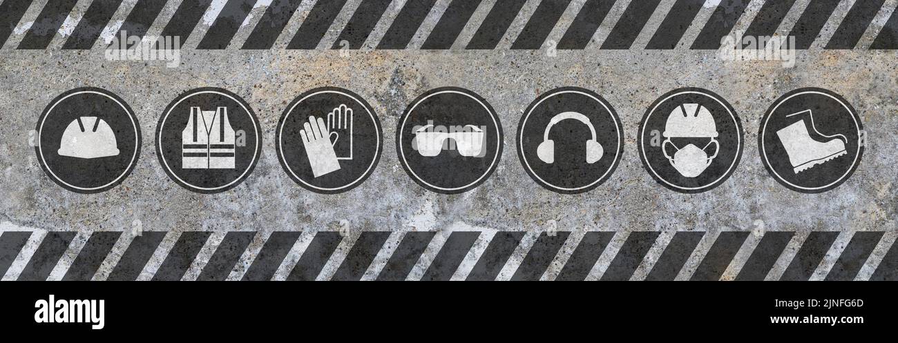 work safety sign on white background Stock Photo - Alamy