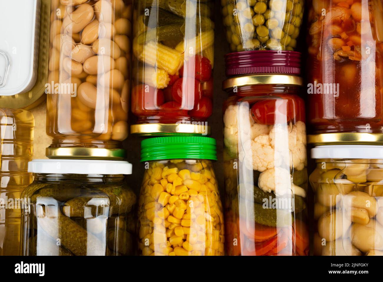 Emergency groceries food background flat lay Stock Photo - Alamy