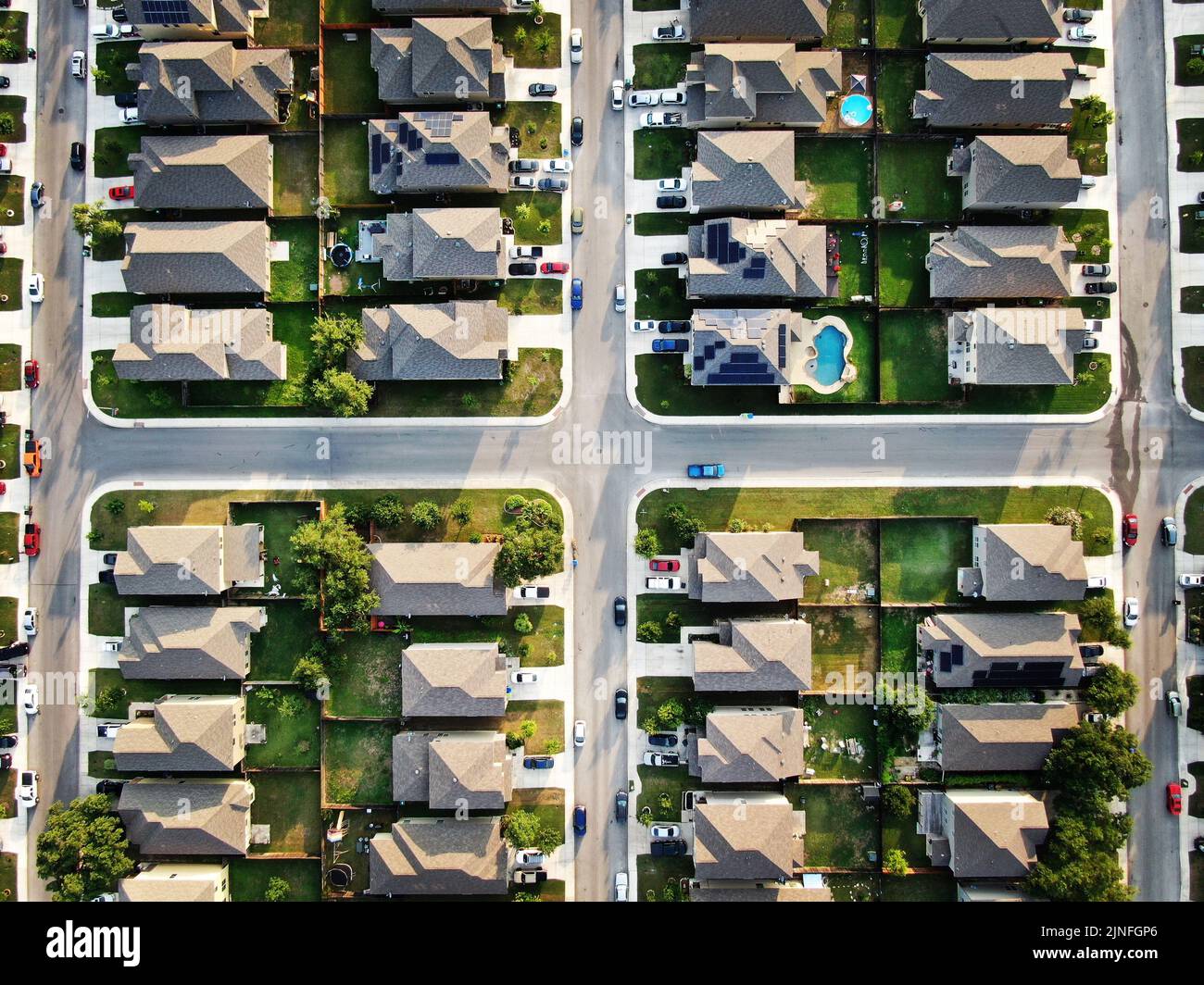 The rows of houses in a neighborhood in San Antonio, Texas Stock Photo ...