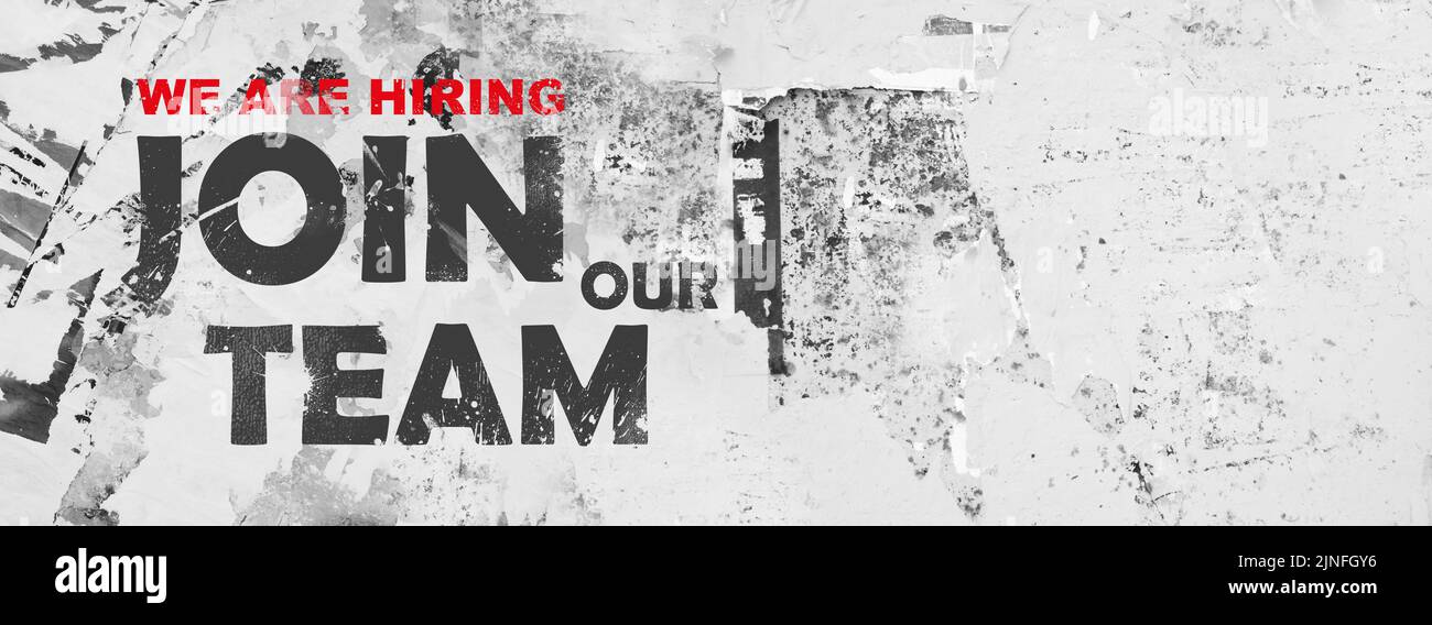 join our team sign on white background Stock Photo - Alamy