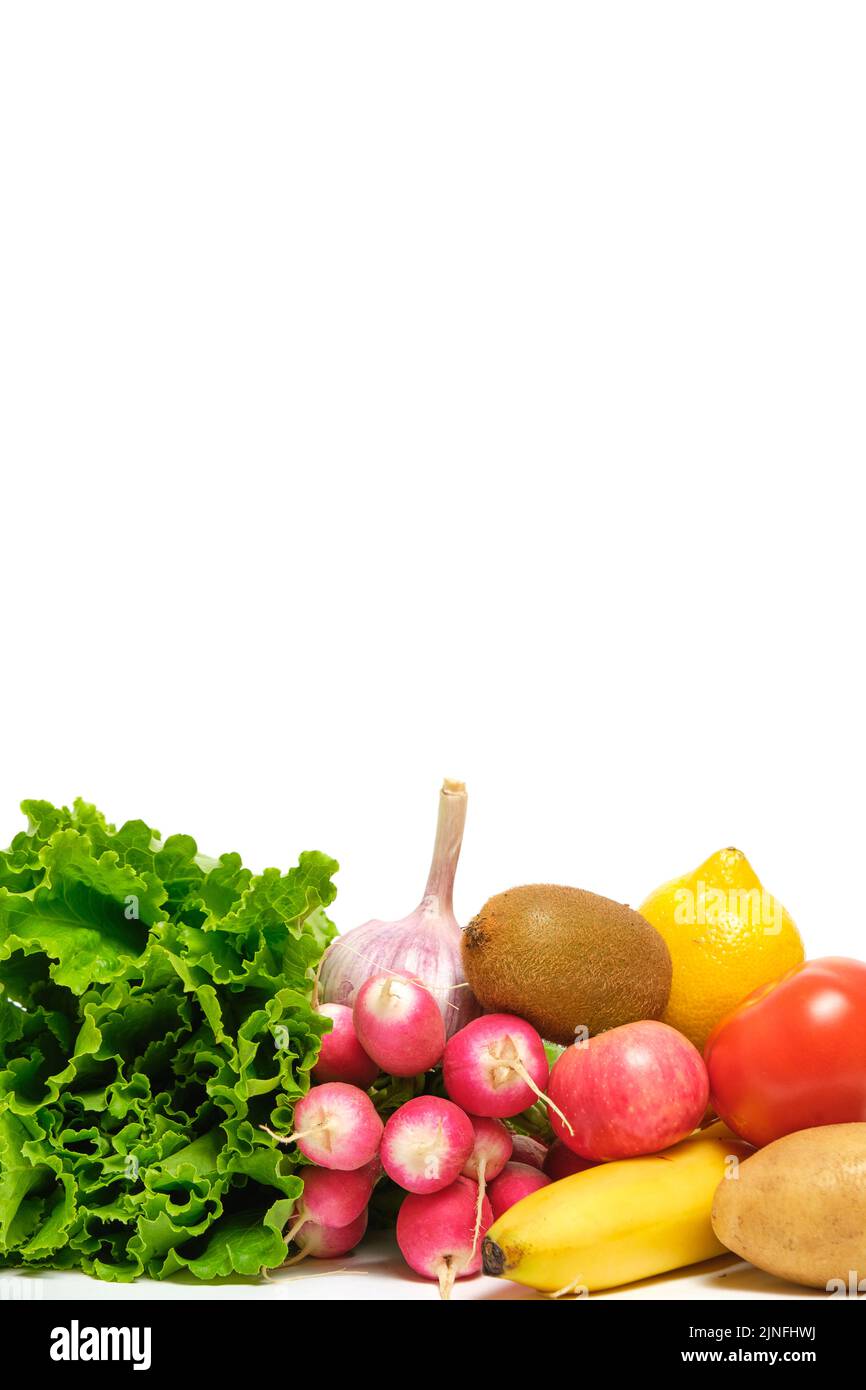 Fruits and vegetables white background, healthy and healthy food Stock ...