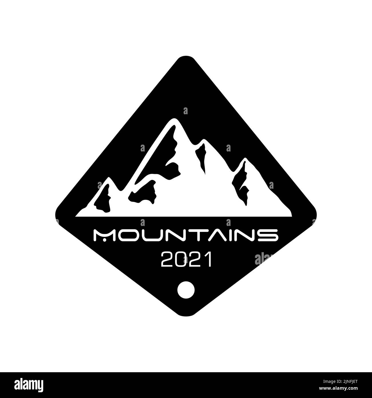 A mountain icon with a text "mountains" on a white background Stock ...
