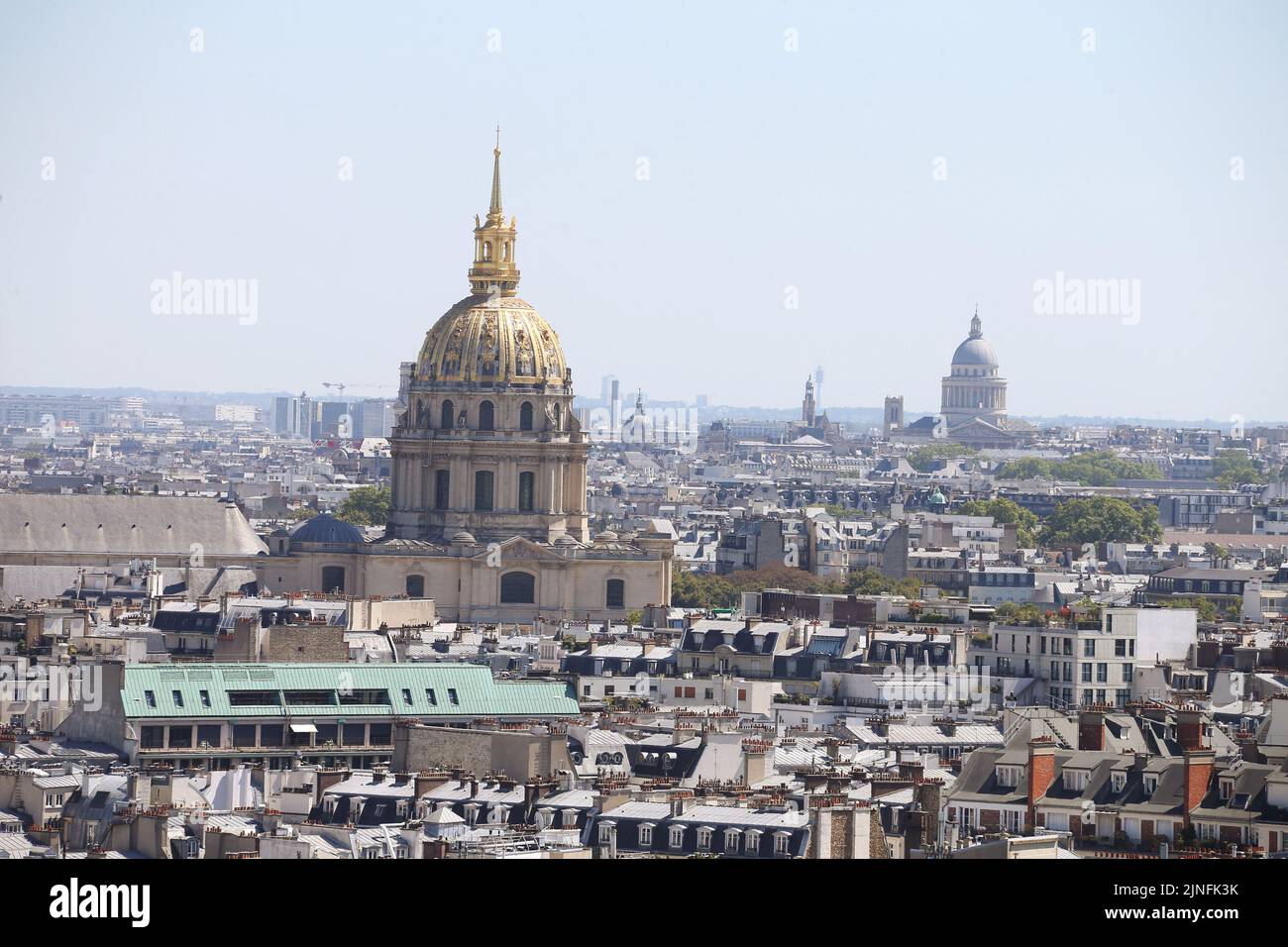 General View of famous Parisian monuments from the top of The Eiffel ...