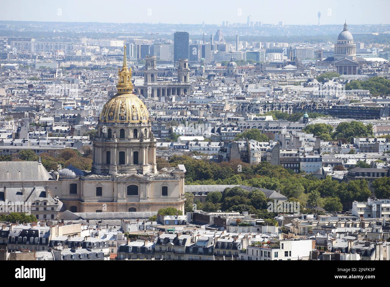 General View of famous Parisian monuments from the top of The Eiffel ...