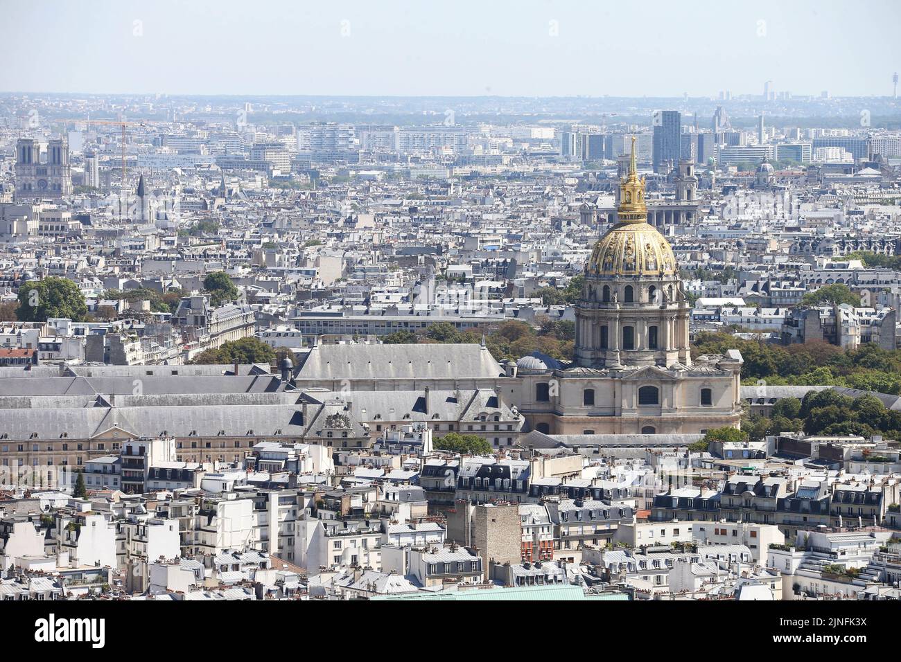 General View of famous Parisian monuments from the top of The Eiffel ...