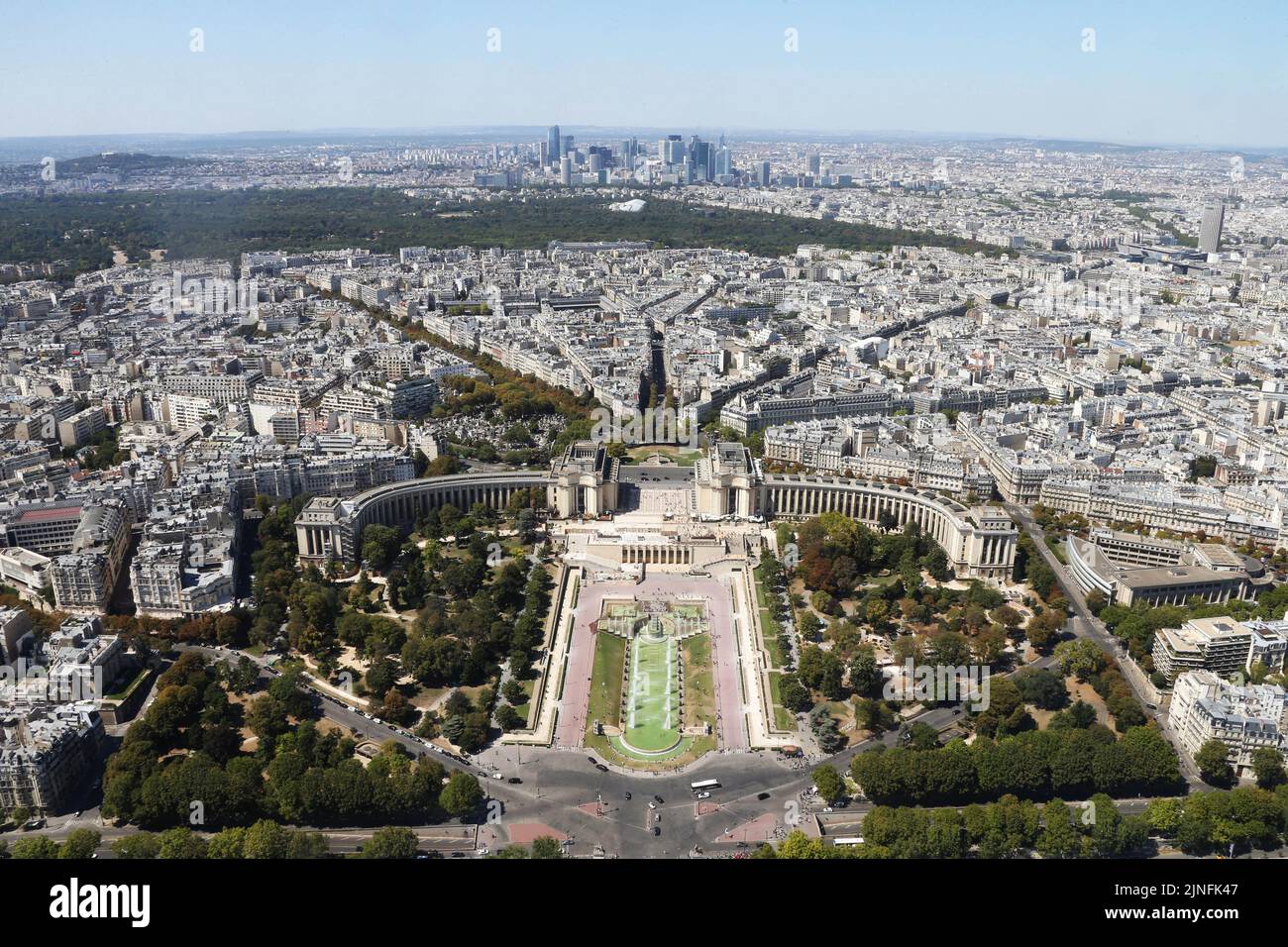 General View of famous Parisian monuments from the top of The Eiffel ...