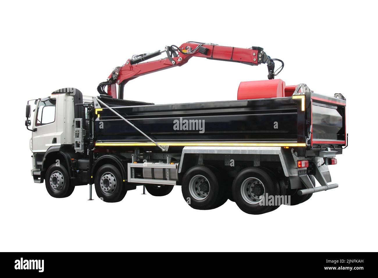 A Modern Large Tipper Lorry with an Hydraulic Grab Arm Stock Photo - Alamy
