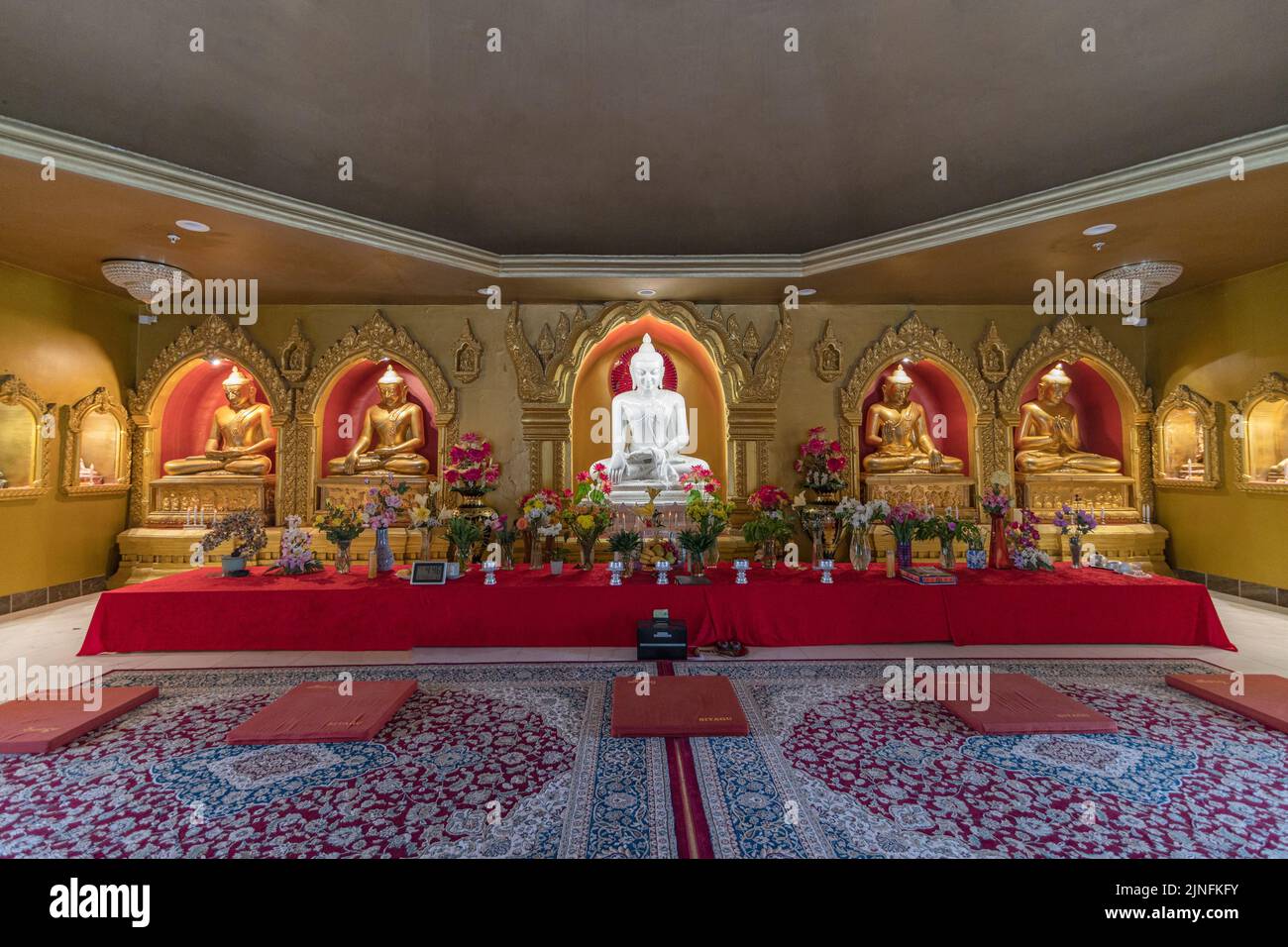 The interior of the Sitagu Buddha Vihara temple in Texas with luxurious ...