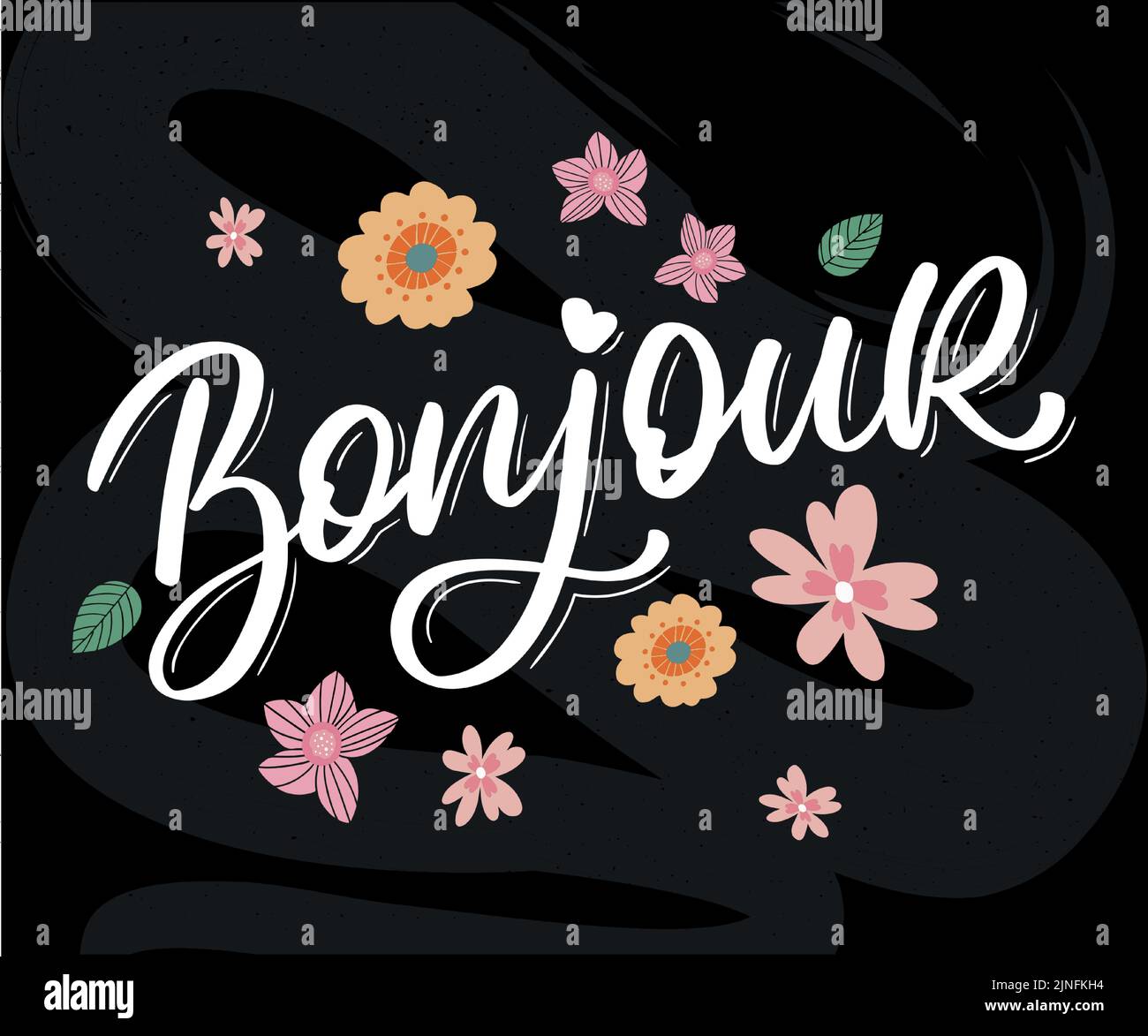Bonjour Paris Phrase Vector Lettering Calligraphy Brush Chalkboard ...