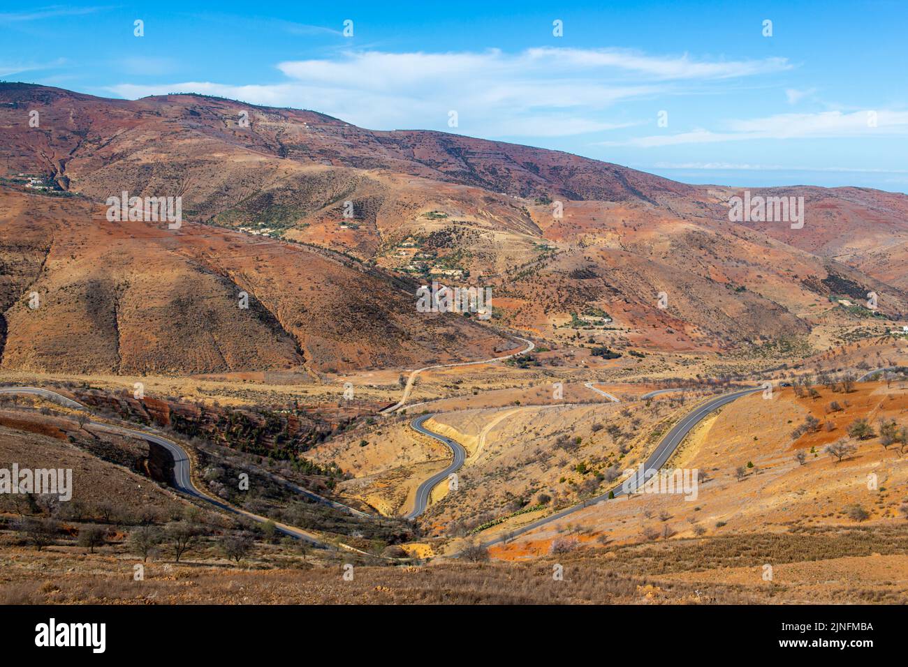 Curved roads in the rif mountains in Morocco near Al Hoceima city Stock ...