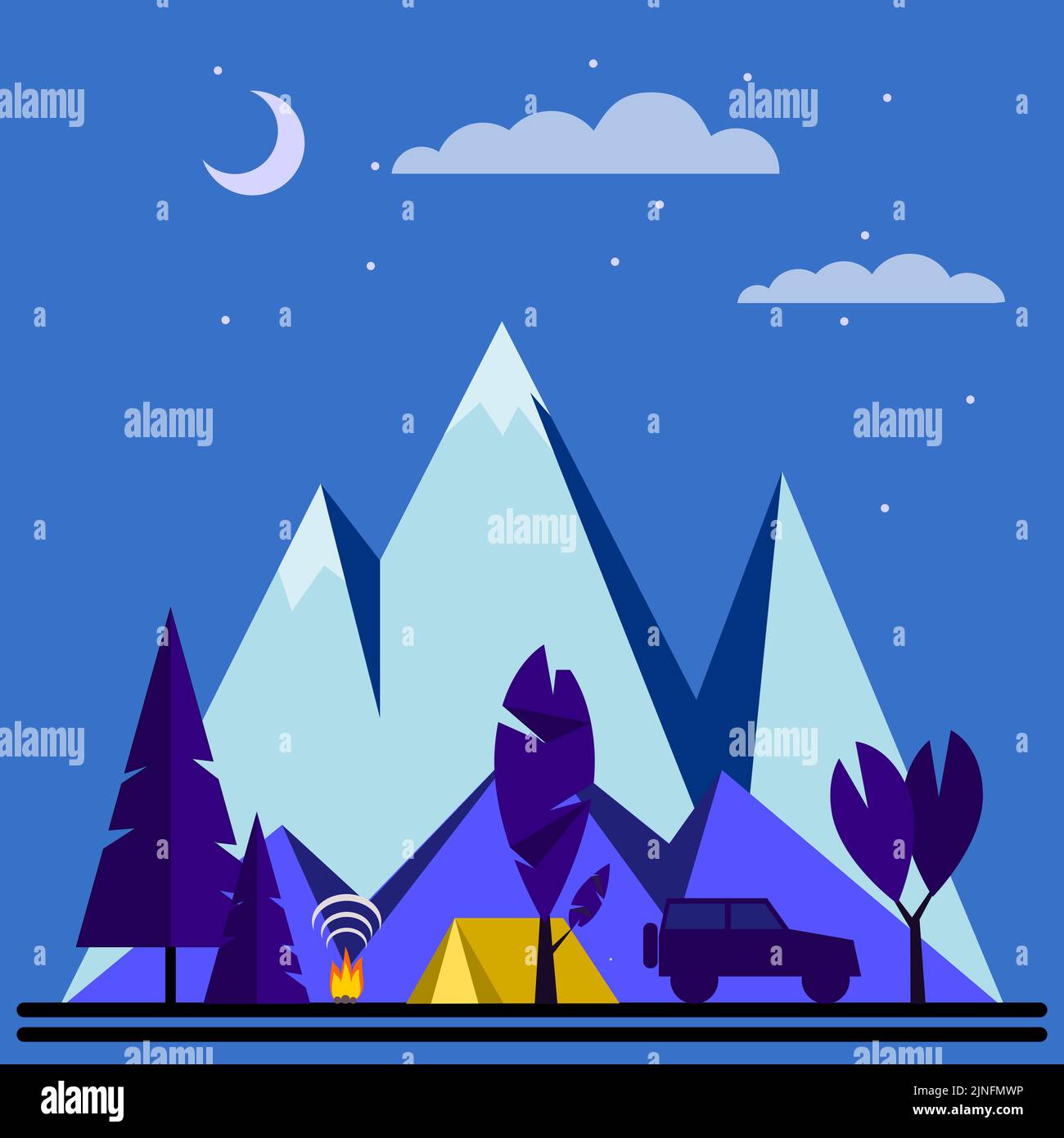 Night campground Stock Vector Images - Alamy