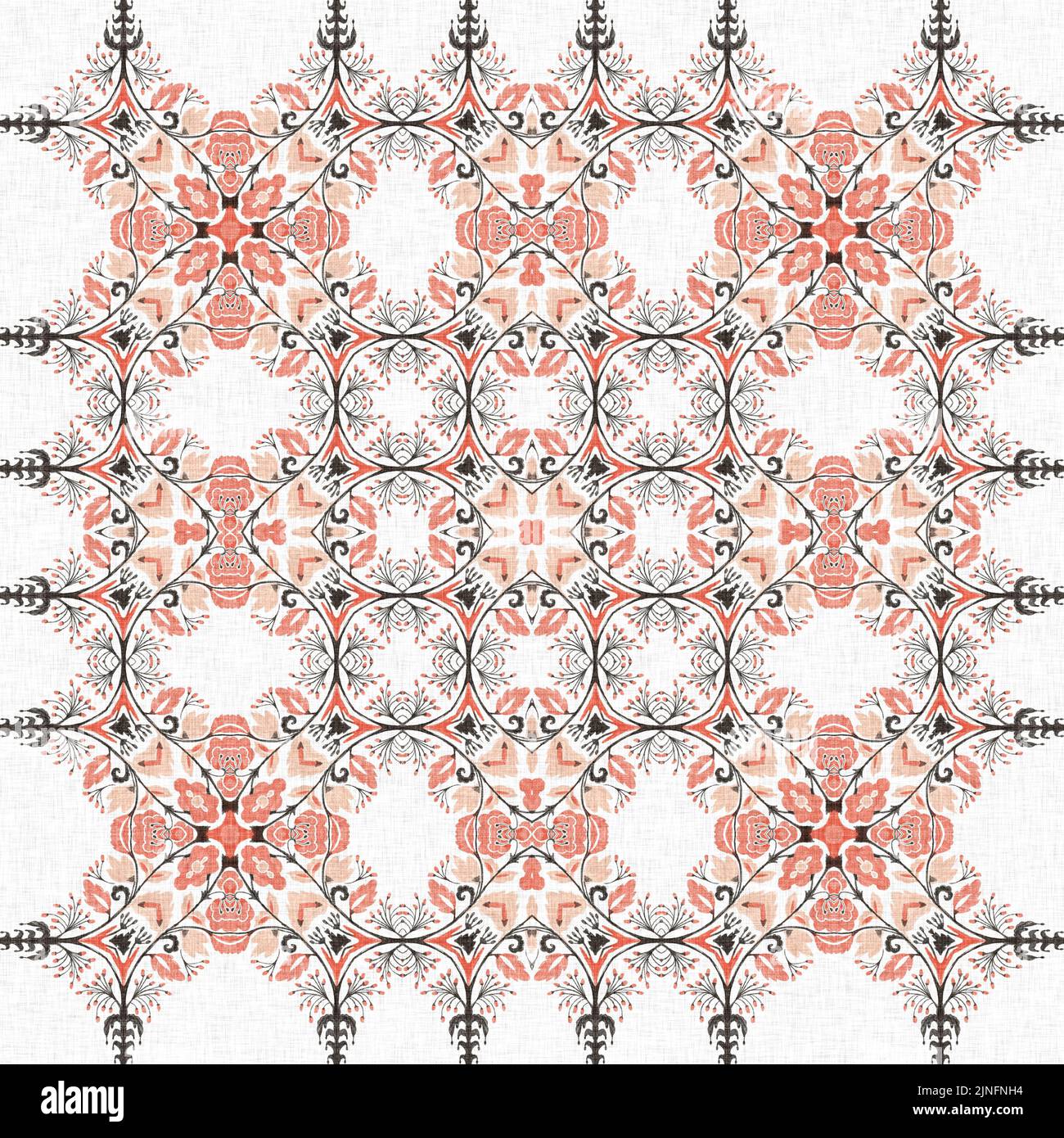 Modern boho geometric floral quilt style seamless pattern. Shabby chic ...