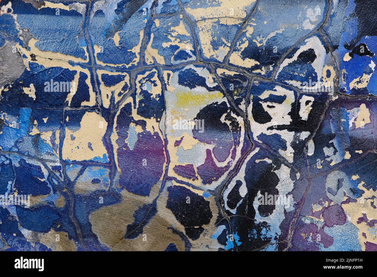 Colorful wall background with damaged paints of blue Stock Photo - Alamy