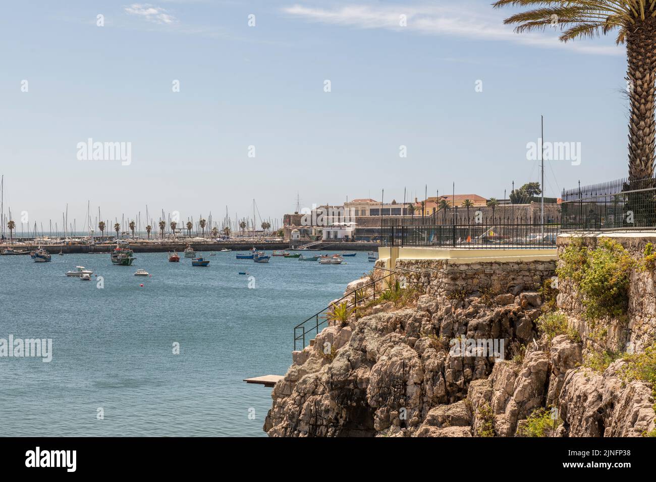 Views of a small port on the Portuguese coast from a cliff with ...