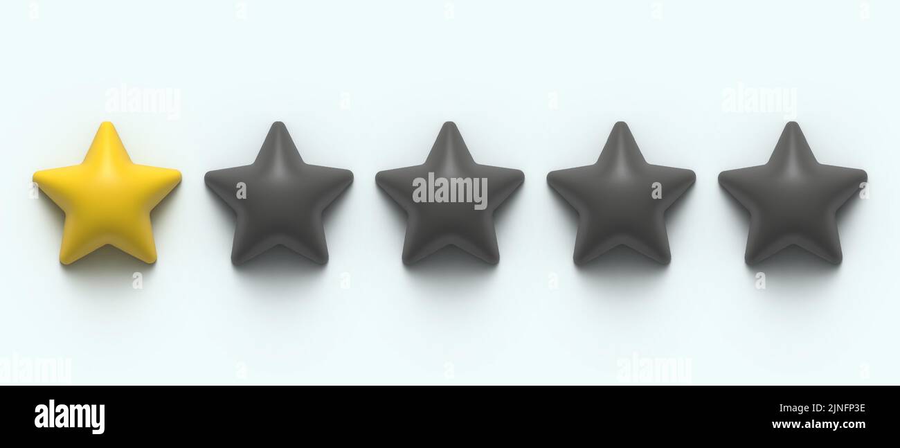 Glossy yellow 3d one star rating. 3D render image. Golden star shape ...