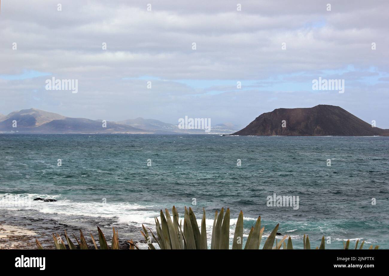 Isla de los lobos looking across the ocean from Corralejo Canary ...